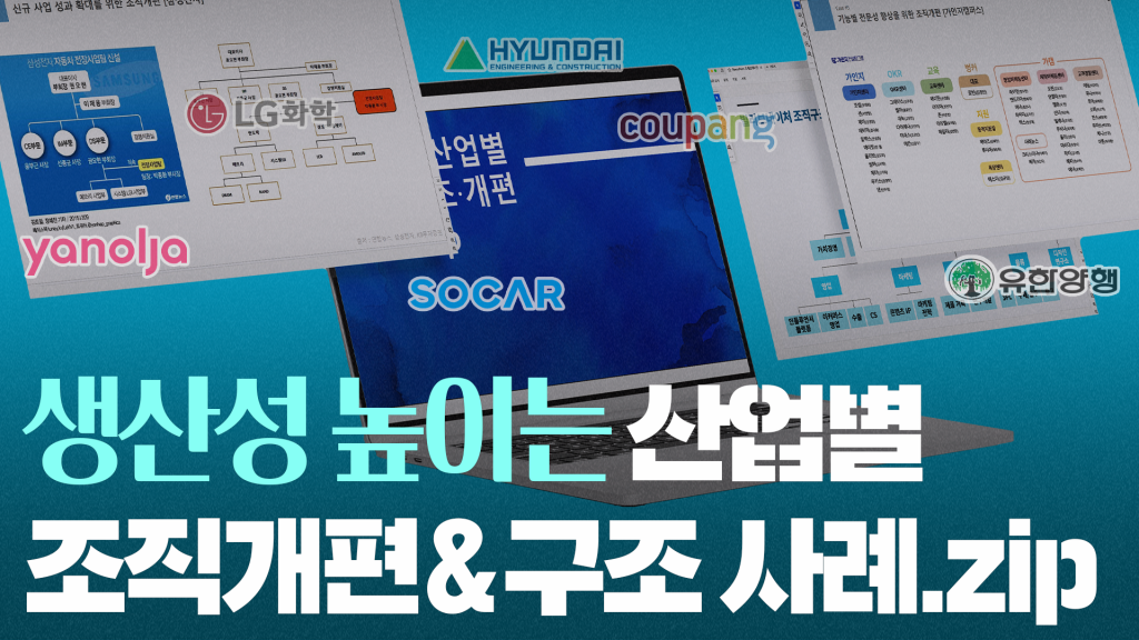 인당생산성을 높이고 조직의 경쟁력을 강화하는 산업별 조직개편and조직구조 사례 17 서비스업제조업의료·제약·복지업판매·유통업교육업건설업it·웹·통신업콘텐츠업 등