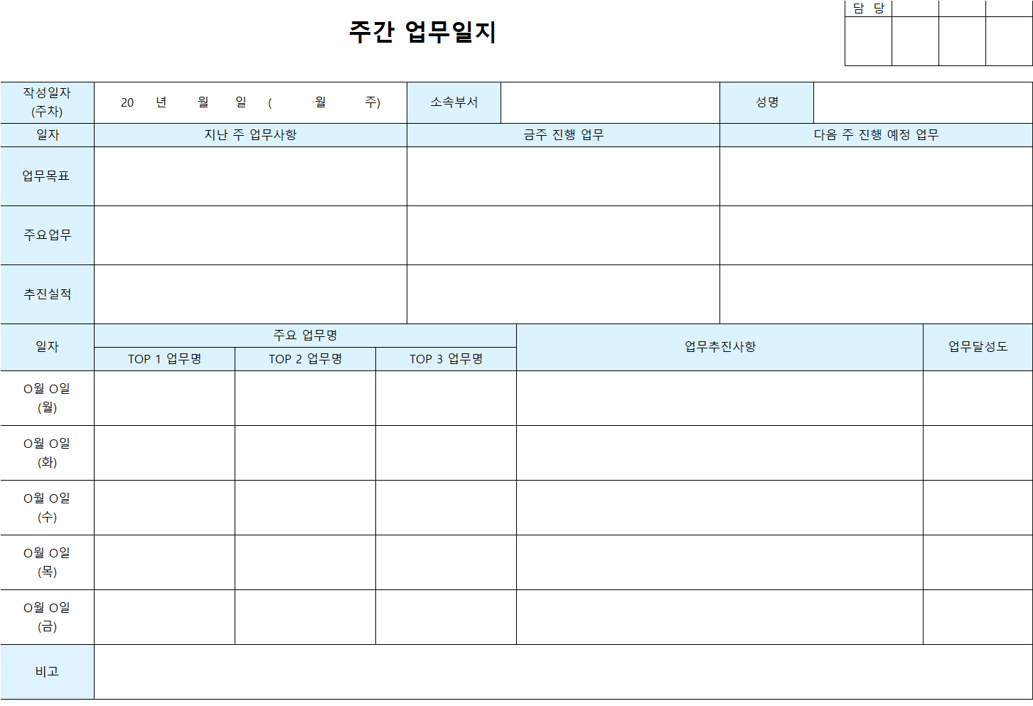 주간 성과를 한눈에 파악알 수 있는 주간업무보고서 가인지캠퍼스